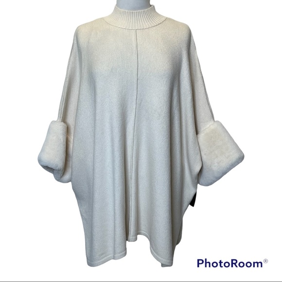 Alfani | Sweaters | Nwt Alfani Womens Faux Fur Poncho Pullover Mock ...